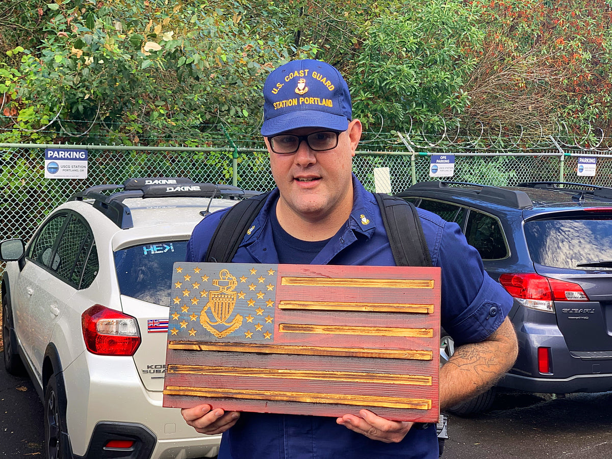 Military Challenge Coin Flag 11x21 – Ditch Boring. Valhalla Wood Forge